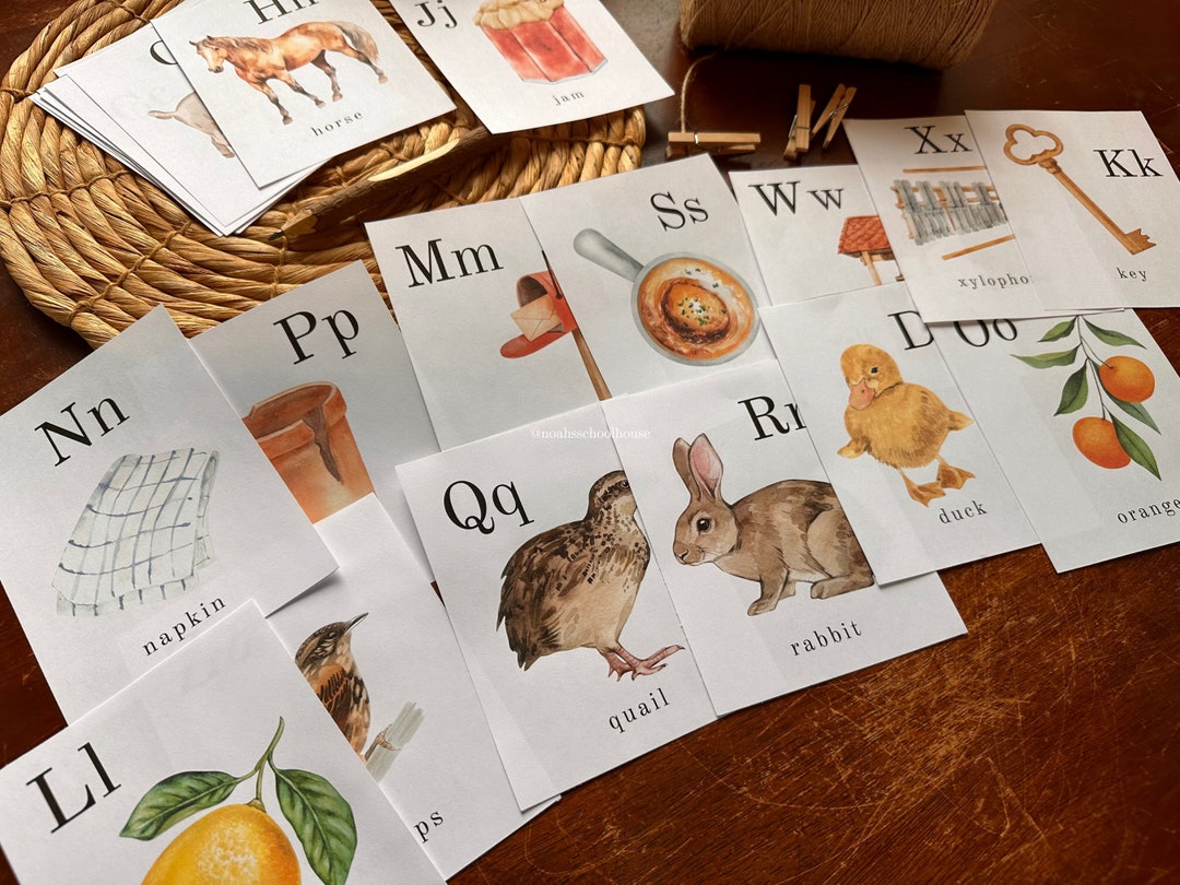 Watercolor Alphabet Flashcards: Printable Homeschool Activity (digital ...