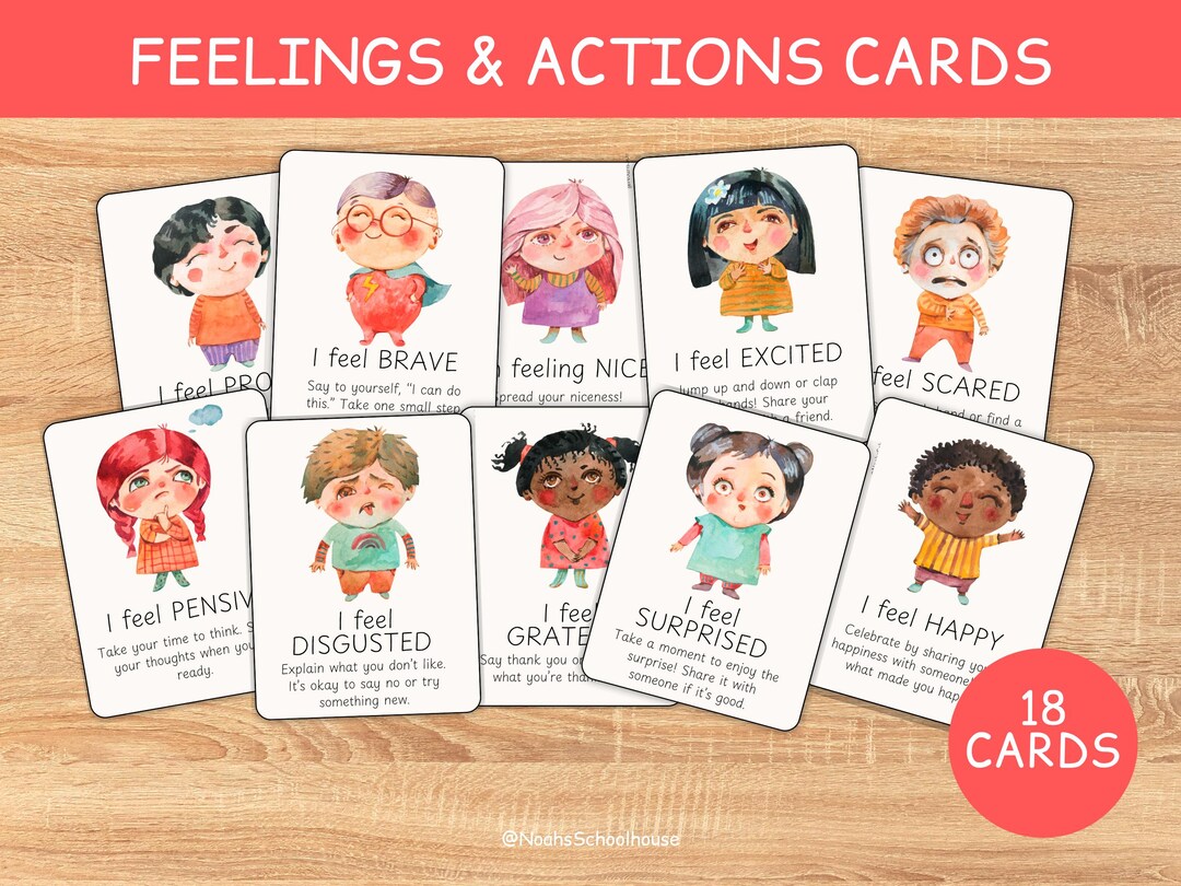Printable Feelings and Actions Cards Emotions Activity Garland Nursery ...