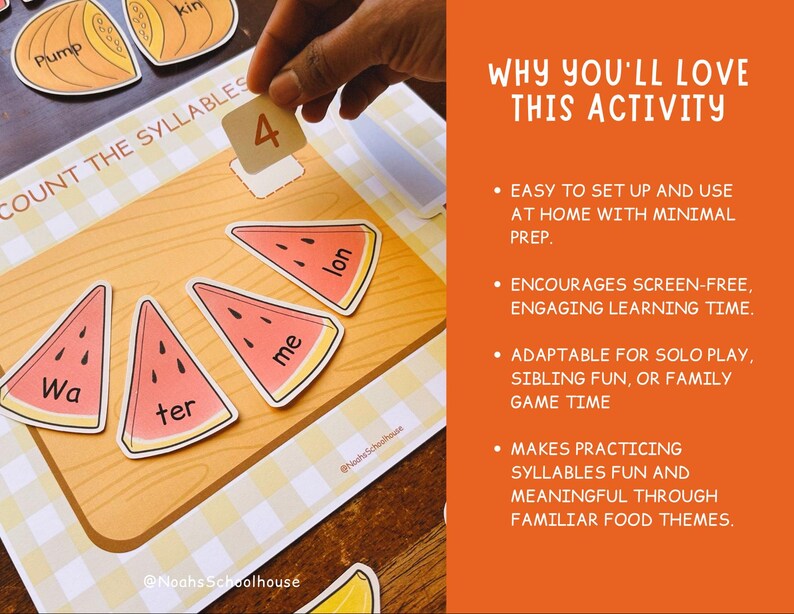 Printable Fruits and Vegetables Syllable Mat Activity | Syllables ...