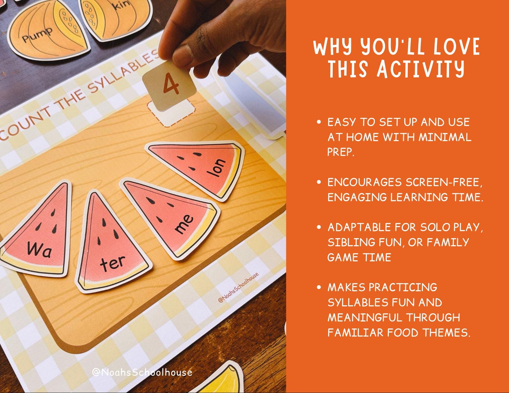 Printable Fruits and Vegetables Syllable Mat Activity | Syllables ...
