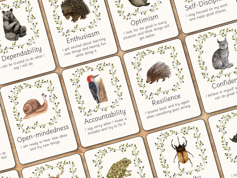 Printable Core Values and Character Traits Cards | Garland | Nursery ...