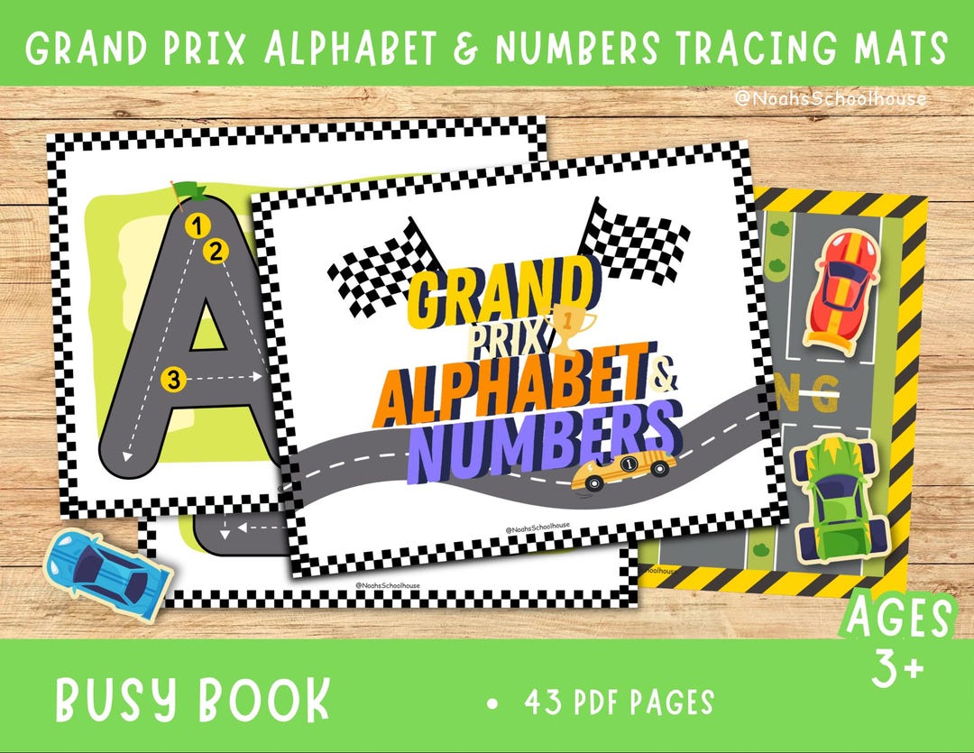 Grand Prix Alphabet & Number Tracing Mats: Preschool Activity (PDF) - Etsy