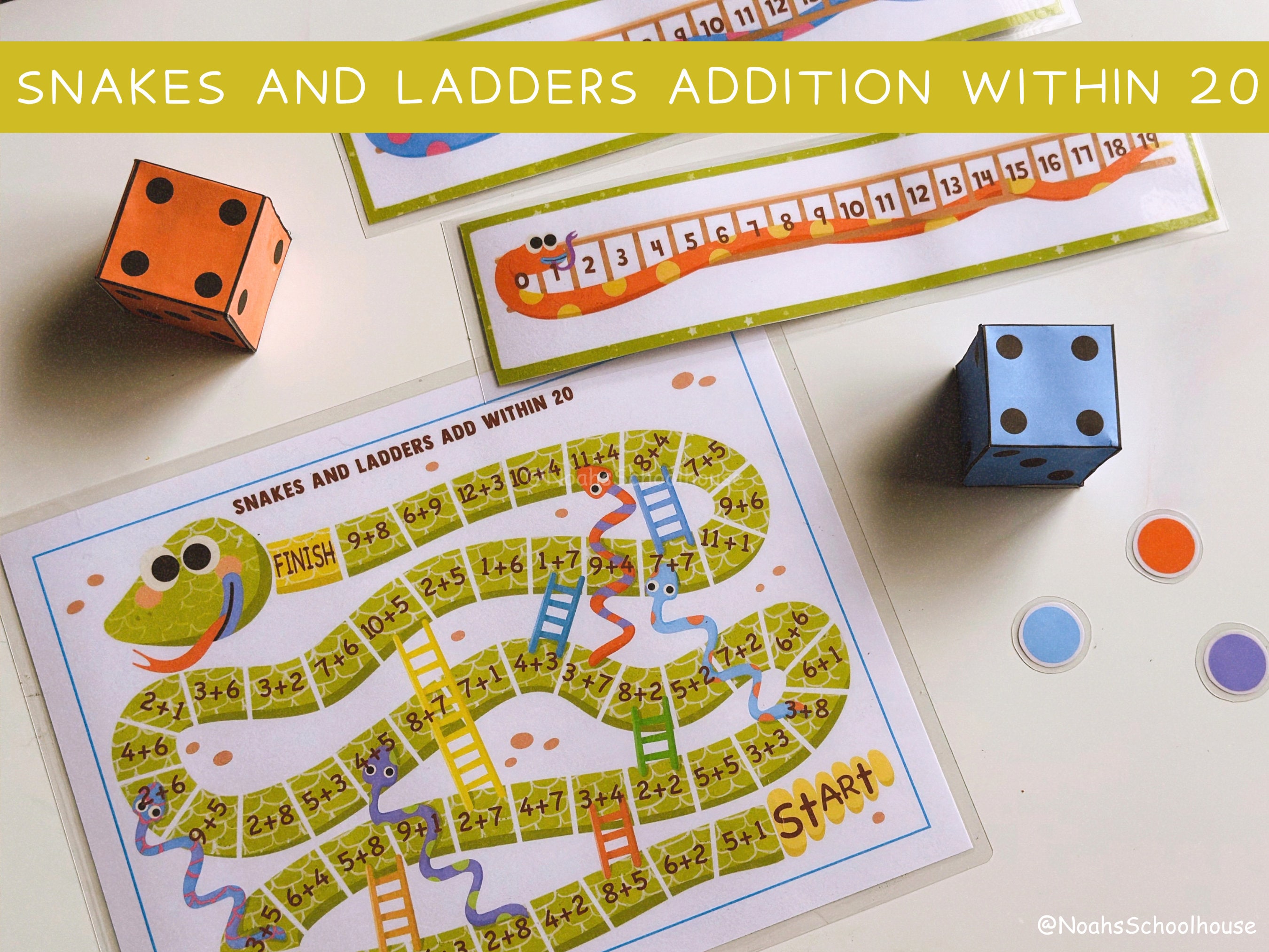 Printable Snakes and Ladders Addition Within 20 | Homeschool | Math ...