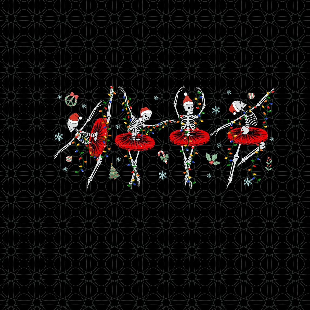 Dancing Skeleton Ballet Christmas Png, Ballerina Skeleton X-mas Png ...