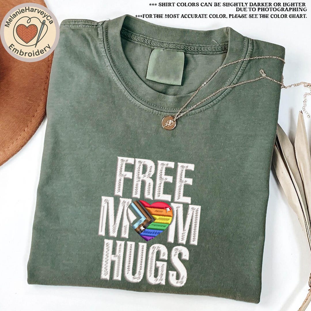 Embroidered Free Mom Hugs Shirt, Pride Mom Shirt, Pride Shirt, LGBTQ ...