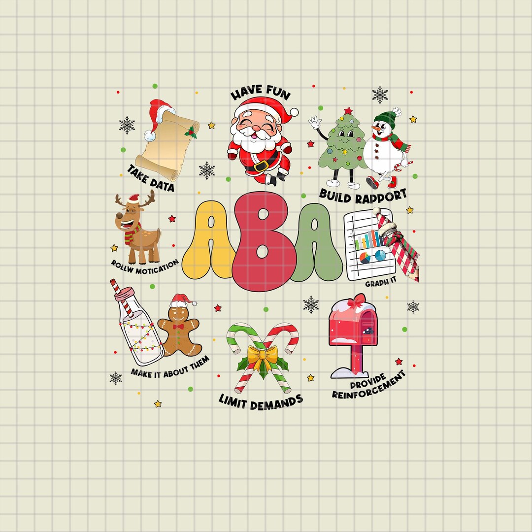 Christmas ABA PNG, ABA Christmas Png for Sublimation, Xmas Aba Therapy ...
