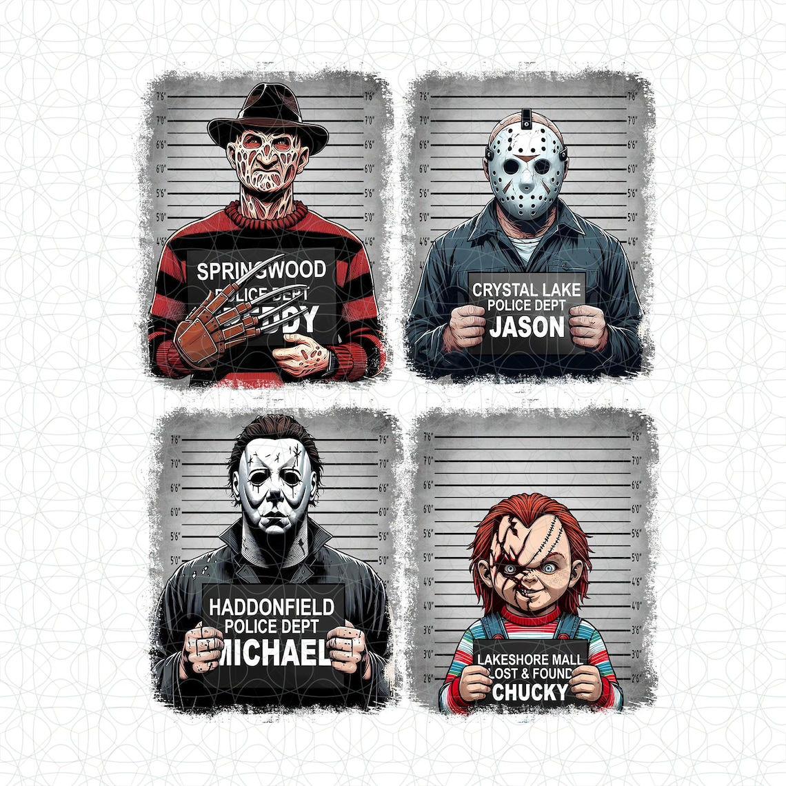 Mugshot Horror Characters Halloween Png, Scary Halloween Png, Horror ...