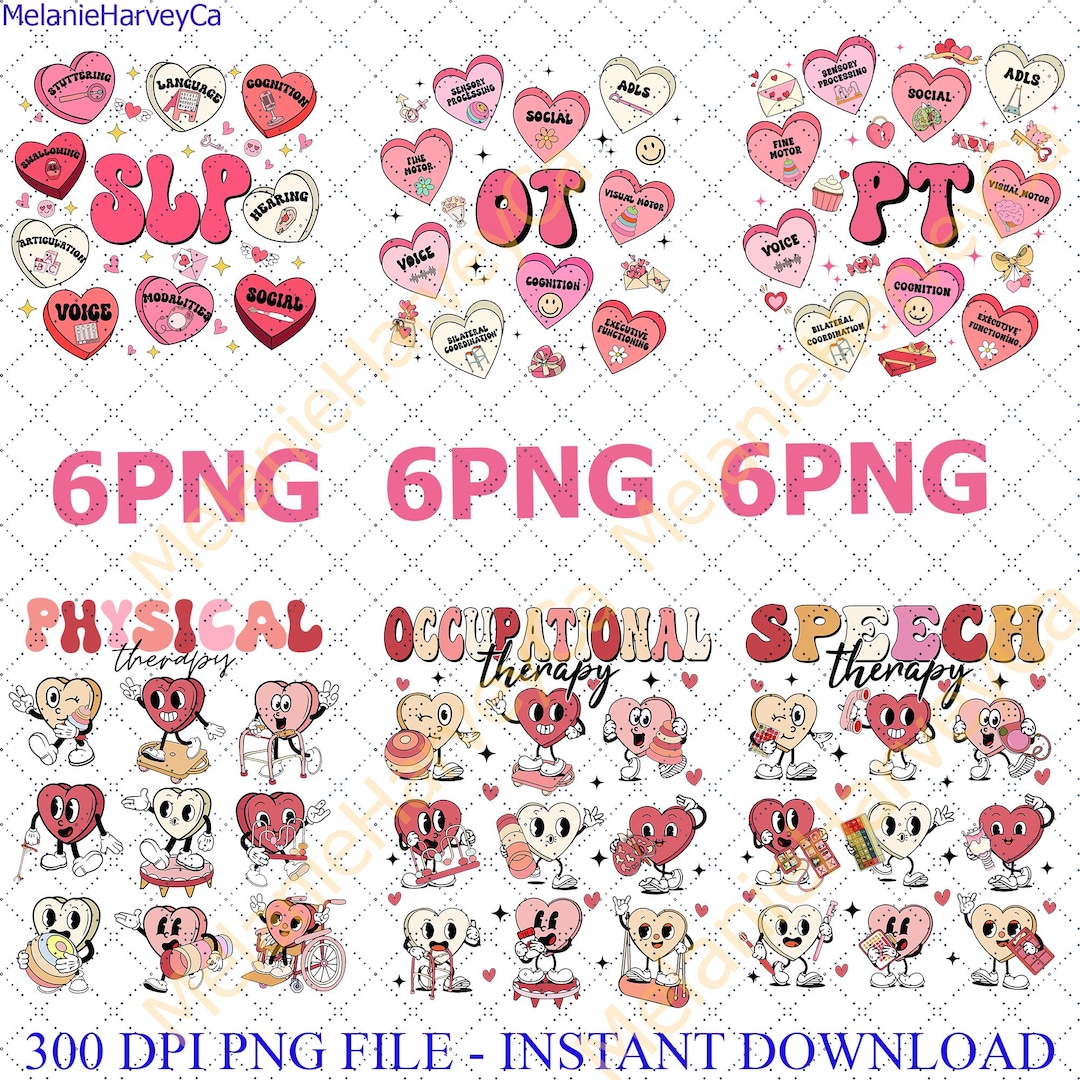 Heart Nurse Valentine Png Bundle, Heart PT, Heart OT, Heart SLP ...