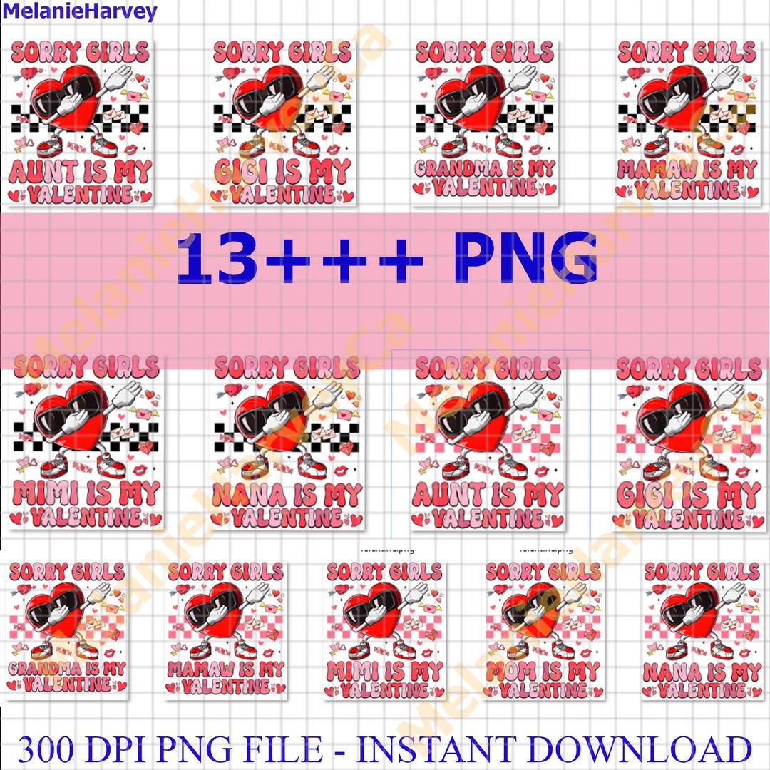 13 Bundle Pink Checkered Sorry Girls Png, Valentine Png, Custom Name ...