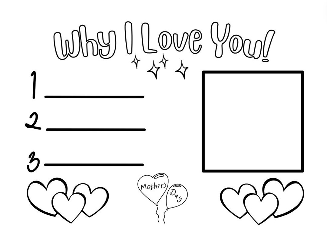 Mother's Day Color-in Worksheet for Ages 2-5 - Etsy
