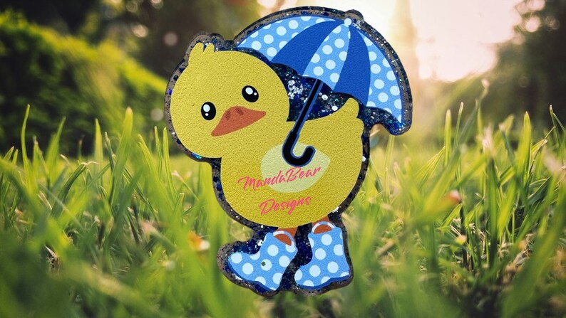 Spring, Duck, Duckie, Rainboots, Umbrella, Badge Reel - Etsy