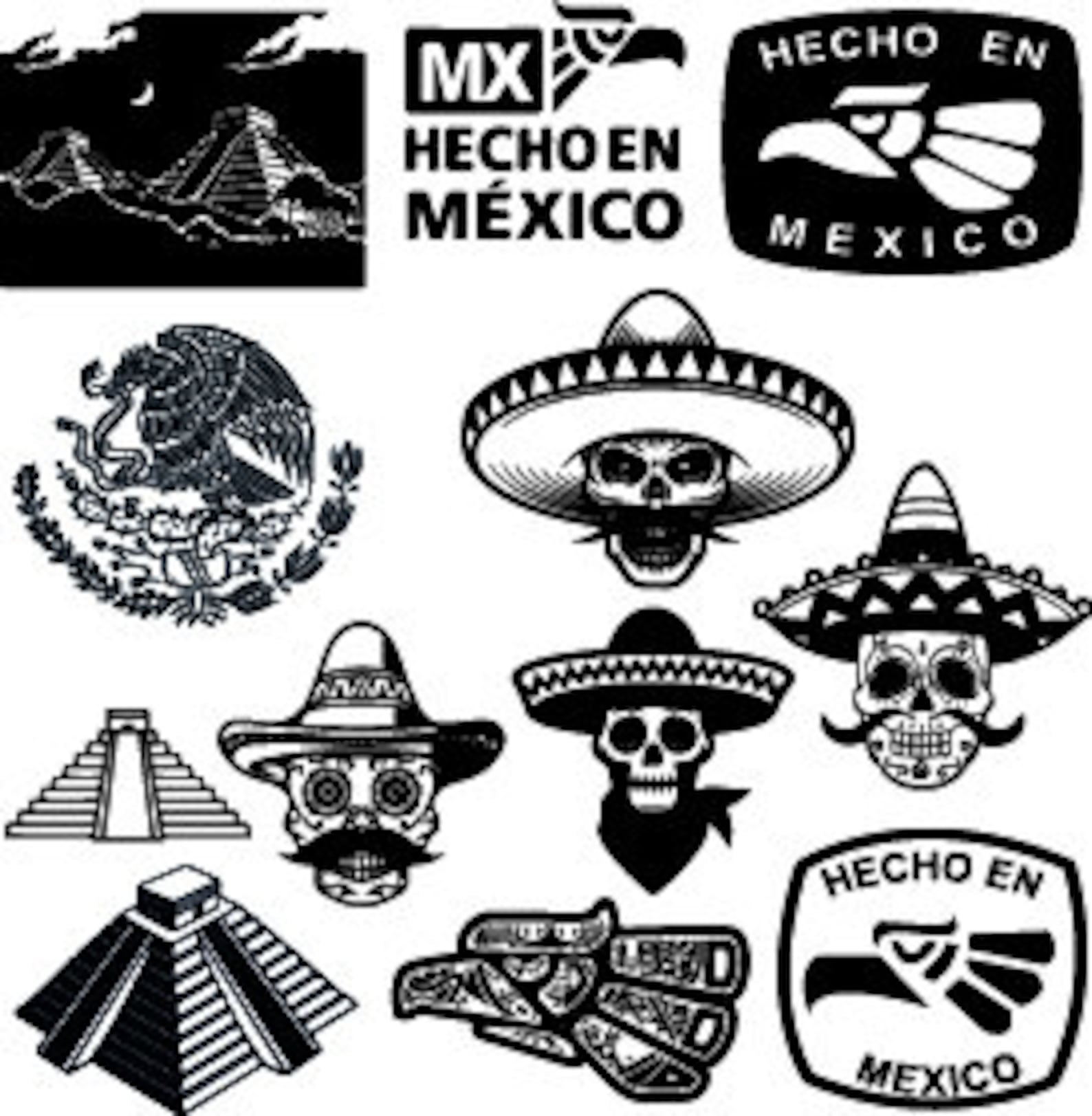 Pack Mexican Silhouettes Clipart for Engraving and Cutting - All ...