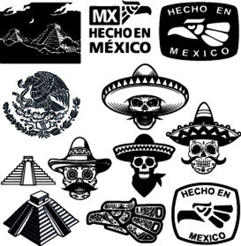 Pack Mexican Silhouettes Clipart for Engraving and Cutting - All ...
