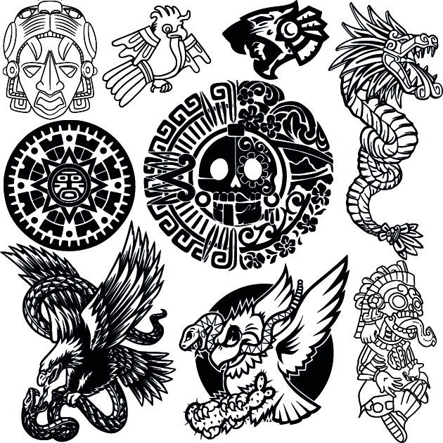 Pack of 79 Aztec Silhouettes - PART 4 - Clipart for Engraving and ...