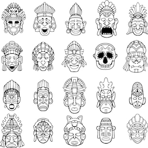 Pack of 125 Aztec Silhouettes Clipart for Engraving and Cutting - All ...