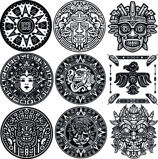 Pack of 105 Aztec Silhouettes - PART 3 - Clipart for Engraving and ...