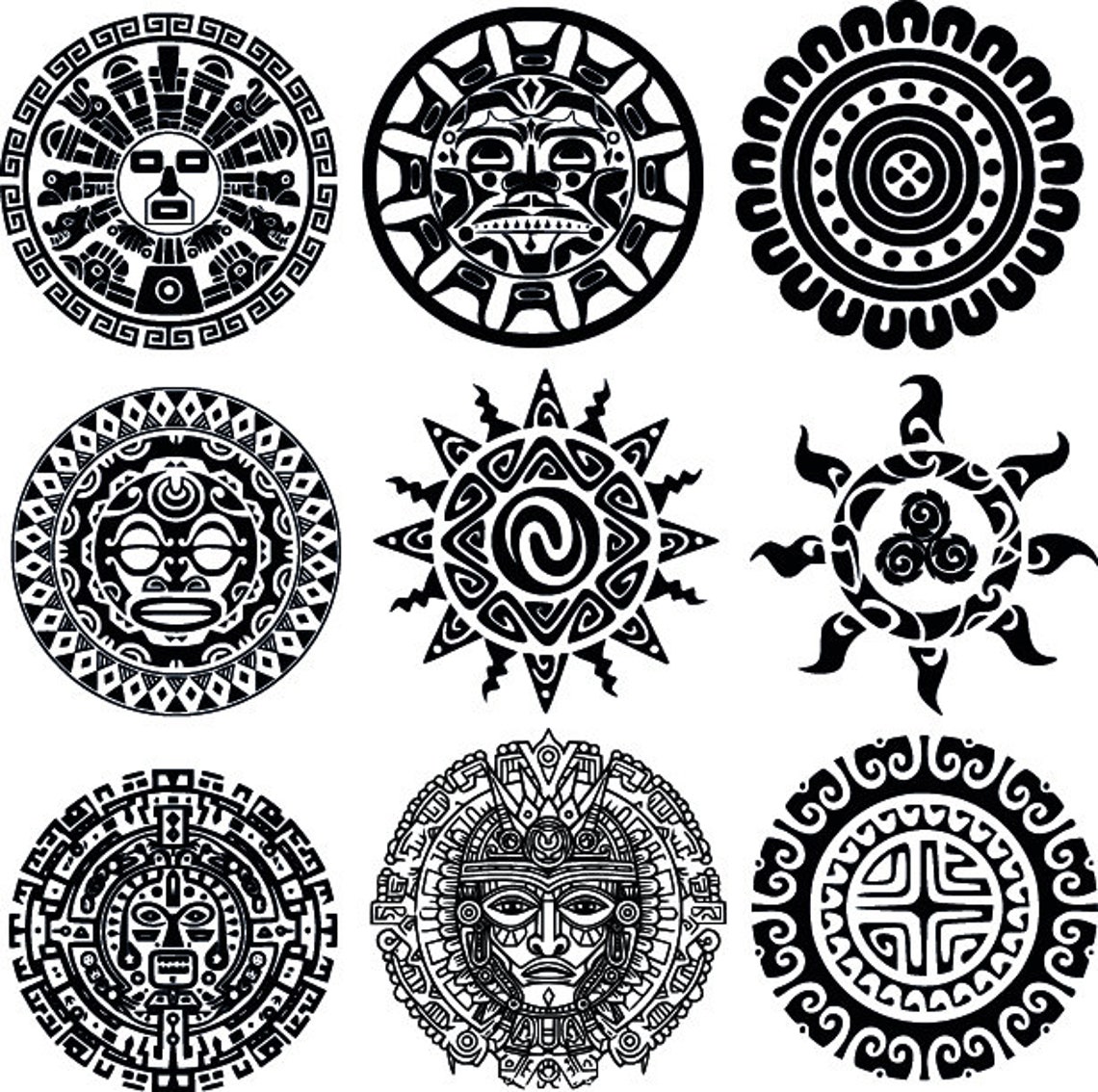 Pack of 105 Aztec Silhouettes PART 3 Clipart for Engraving and Cutting ...