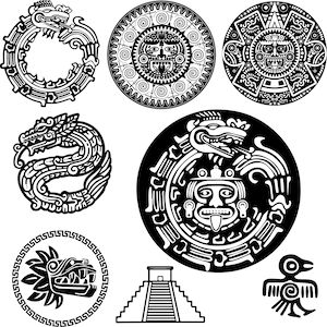 Pack of 125 Aztec Silhouettes Clipart for Engraving and Cutting - All ...