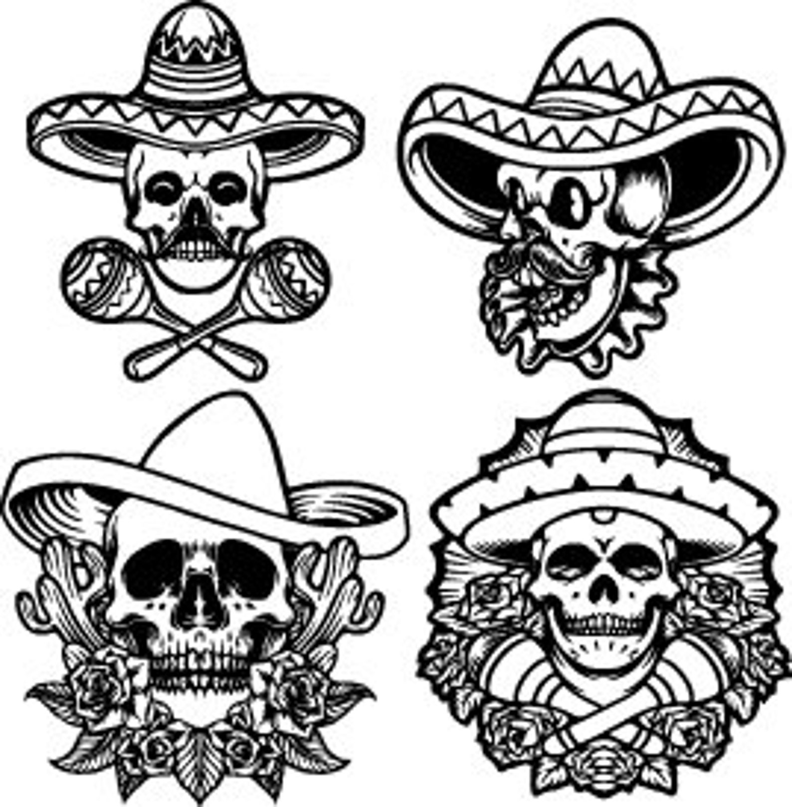 Pack Mexican Silhouettes Clipart for Engraving and Cutting - All ...