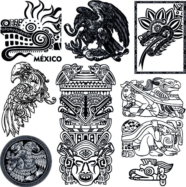 Pack of 79 Aztec Silhouettes - PART 4 - Clipart for Engraving and ...