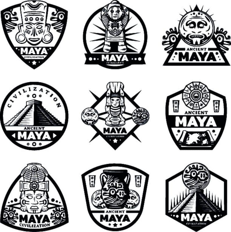 Pack of 105 Aztec Silhouettes - PART 3 - Clipart for Engraving and ...