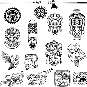 Pack of 125 Aztec Silhouettes Clipart for Engraving and Cutting - All ...