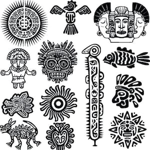 Pack of 105 Aztec Silhouettes - PART 3 - Clipart for Engraving and ...