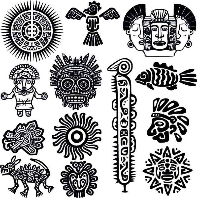 Pack of 105 Aztec Silhouettes - PART 3 - Clipart for Engraving and ...