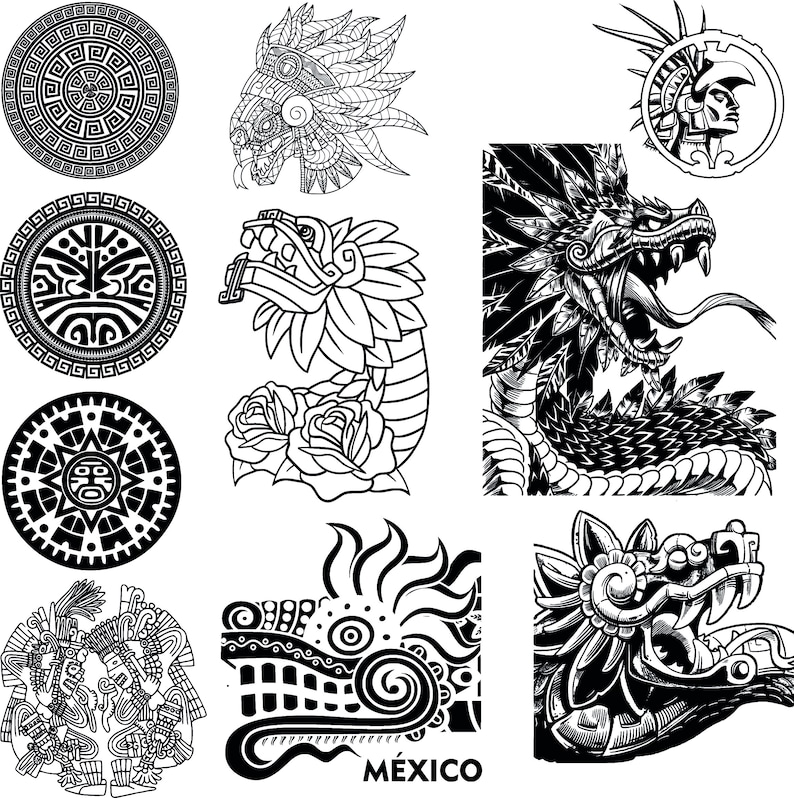 Pack of 77 Aztec Silhouettes - PART 2 - Clipart for Engraving and ...