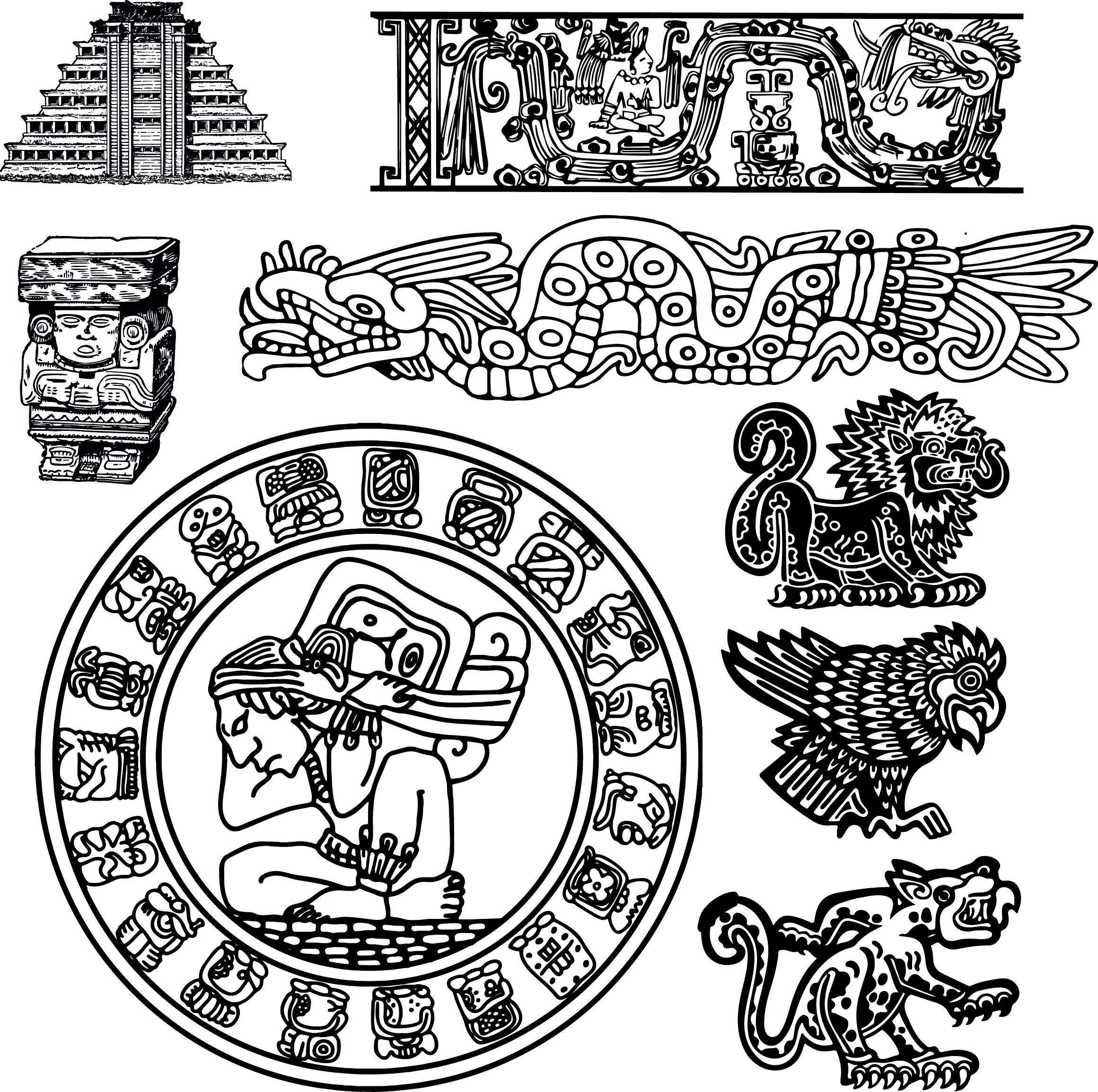 Pack of 77 Aztec Silhouettes - PART 2 - Clipart for Engraving and ...