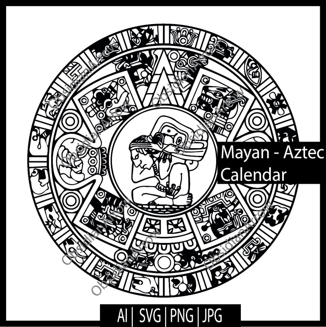 Aztec Mayan Calendar - SVG Cut File Printable - Etsy