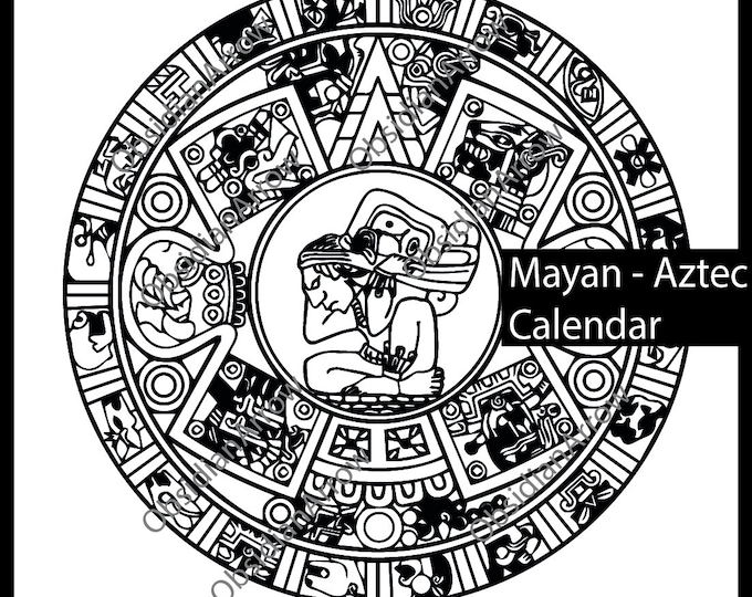 Calendario azteca SVG / Calendario maya intrincado PNG, Eps, DXF ...