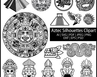 Pack of 105 Aztec Silhouettes - PART 3 - Clipart for Engraving and ...