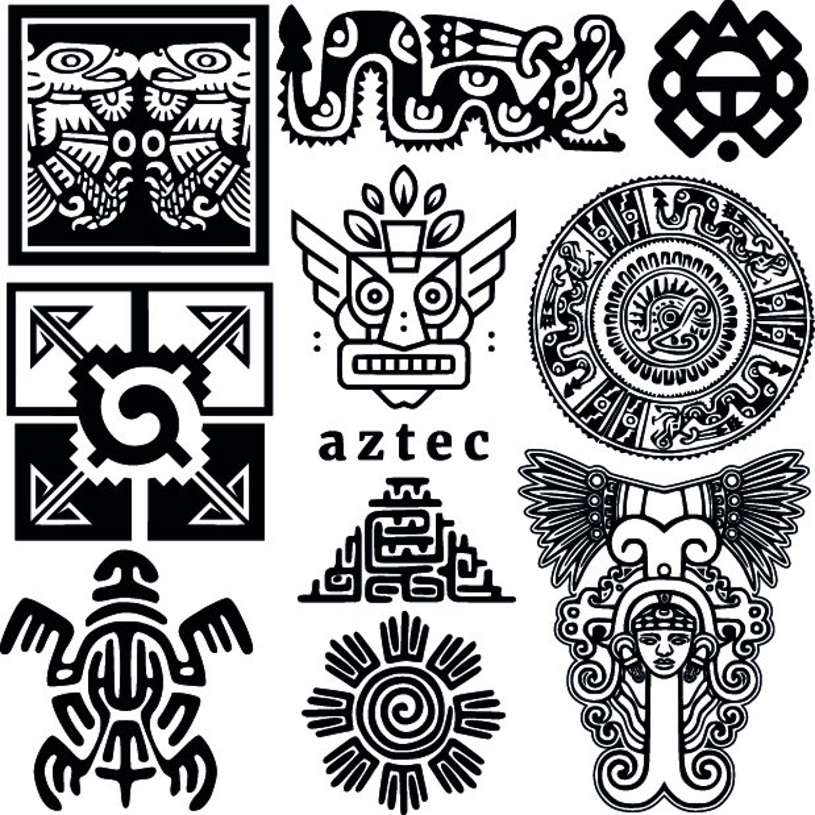 Pack of 105 Aztec Silhouettes - PART 3 - Clipart for Engraving and ...