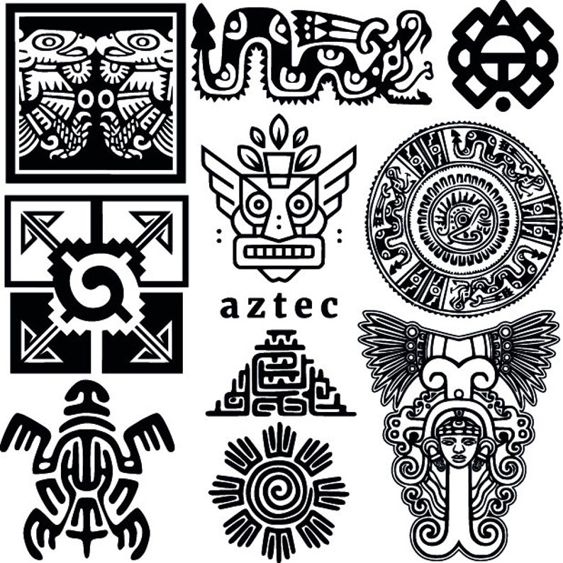 Pack of 105 Aztec Silhouettes - PART 3 - Clipart for Engraving and ...