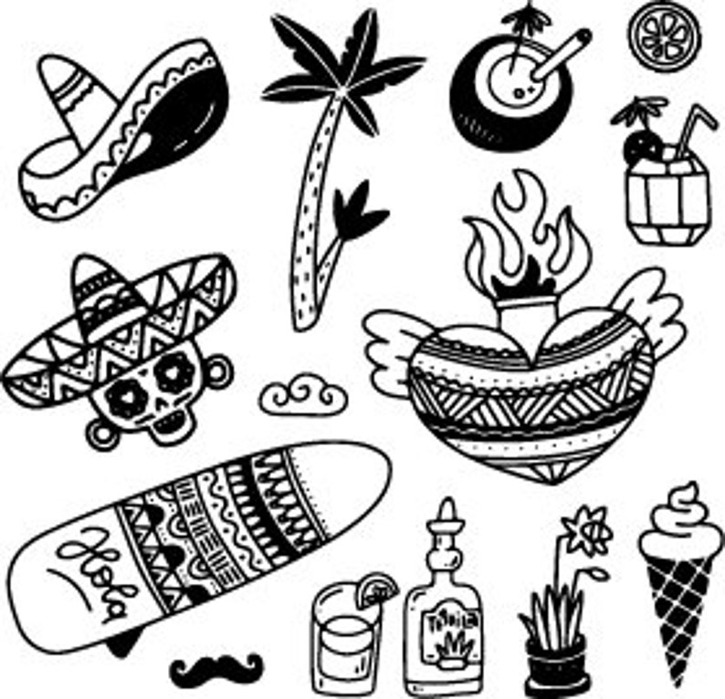 Pack Mexican Silhouettes Clipart for Engraving and Cutting - All ...