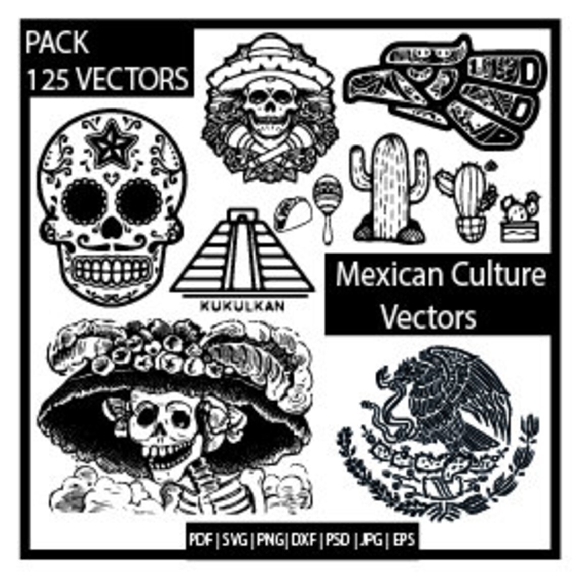 Pack Mexican Silhouettes Clipart for Engraving and Cutting All Formats ...