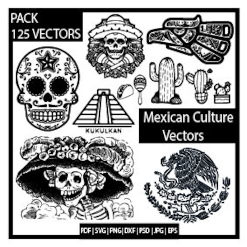 Pack Mexican Silhouettes Clipart for Engraving and Cutting - All ...