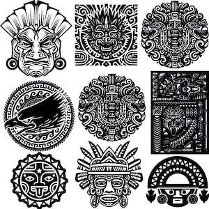 Pack of 105 Aztec Silhouettes - PART 3 - Clipart for Engraving and ...