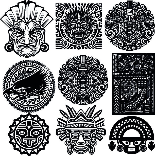Pack of 105 Aztec Silhouettes - PART 3 - Clipart for Engraving and ...