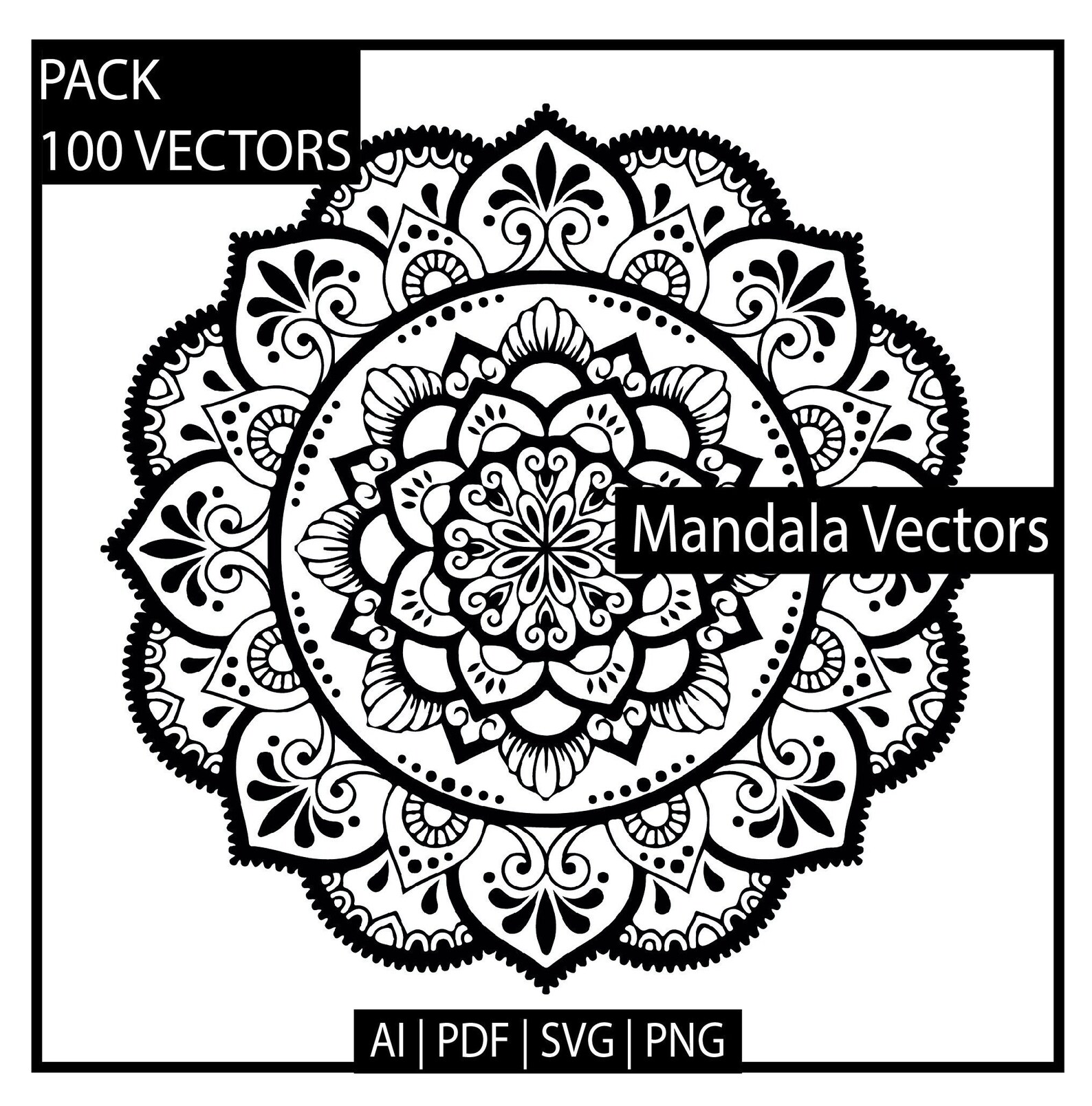100 Mandalas Vector Pack - Zen Inspiration and Infinite Creativity - Etsy