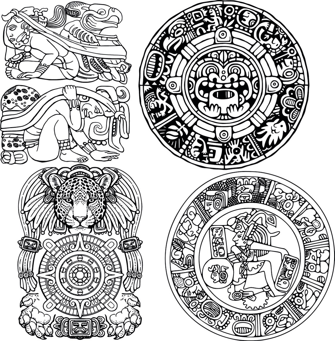 Pack of 77 Aztec Silhouettes - PART 2 - Clipart for Engraving and ...