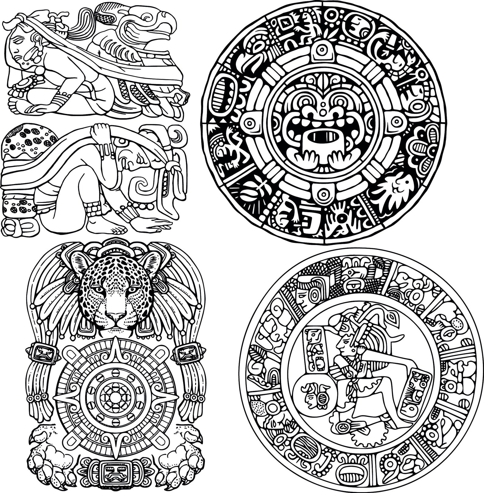 Pack of 77 Aztec Silhouettes - PART 2 - Clipart for Engraving and ...