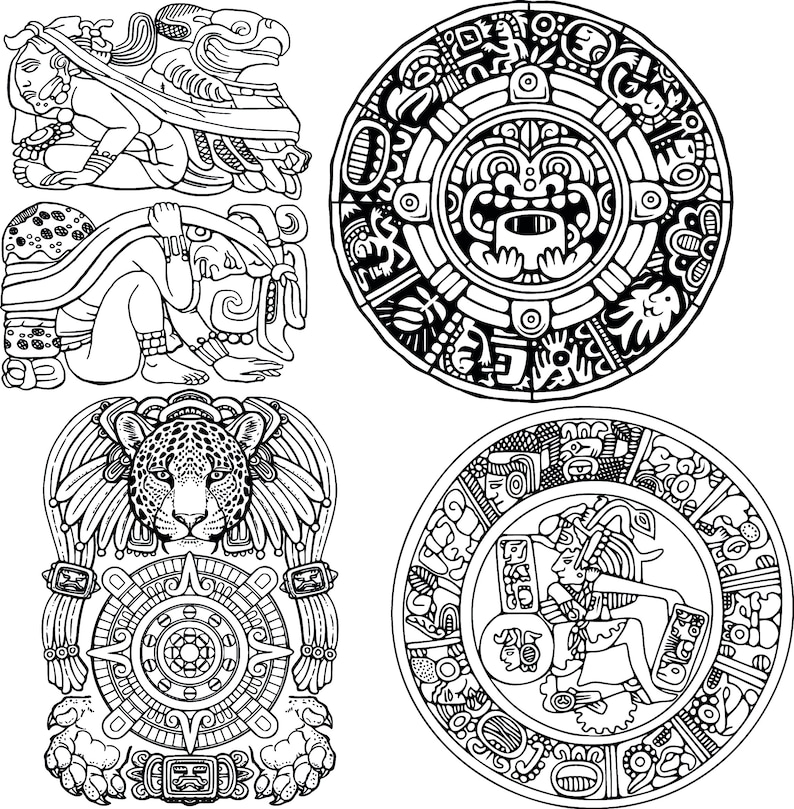 Pack of 77 Aztec Silhouettes - PART 2 - Clipart for Engraving and ...