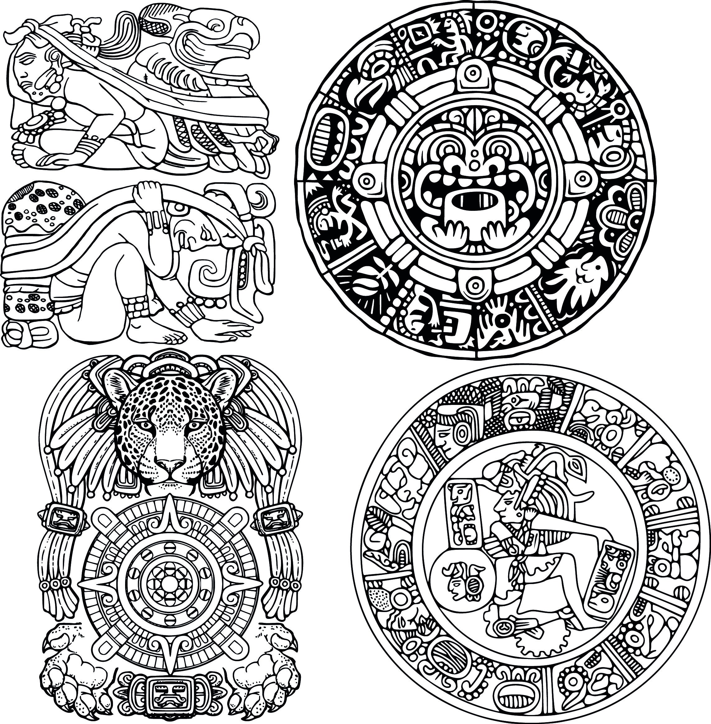 Pack of 77 Aztec Silhouettes - PART 2 - Clipart for Engraving and ...