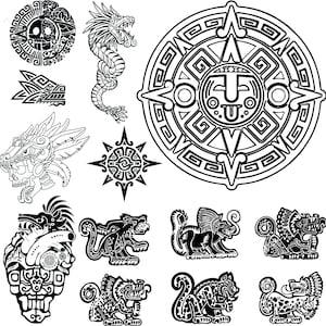 Pack of 77 Aztec Silhouettes - PART 2 - Clipart for Engraving and ...
