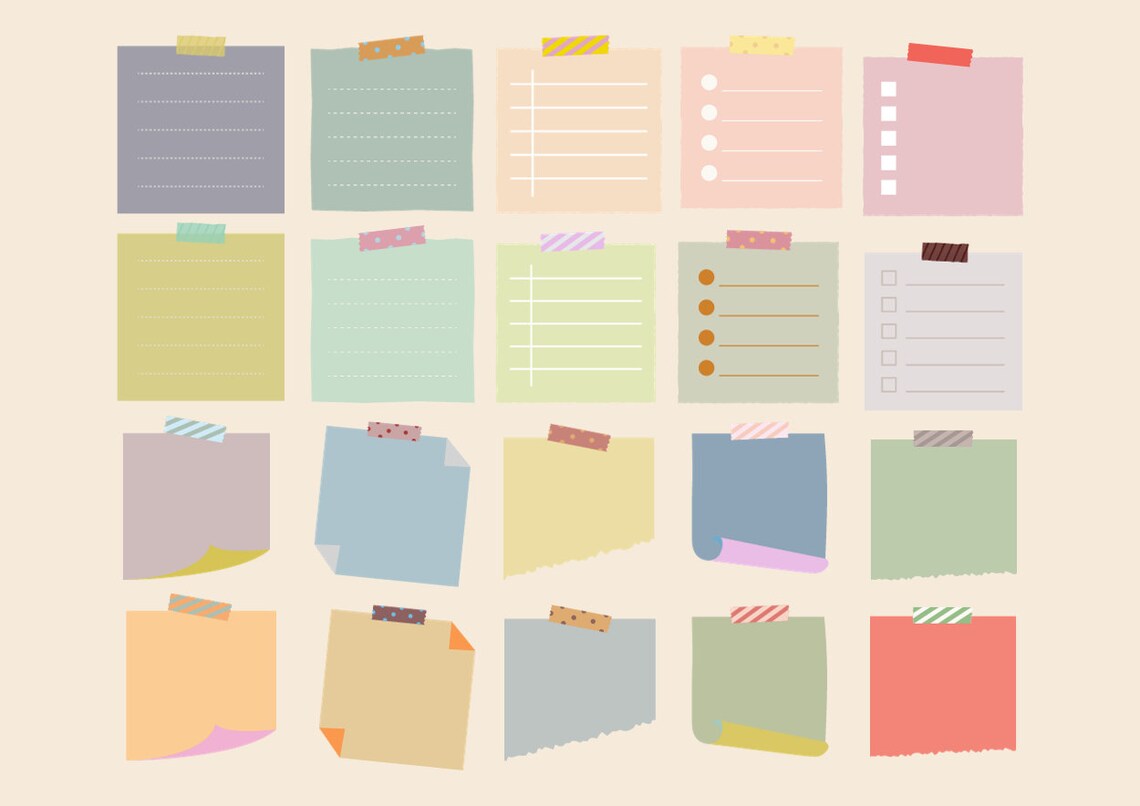 140 Pack Digital Sticky Notes - PNG Stickers, Goodnotes Planner ...