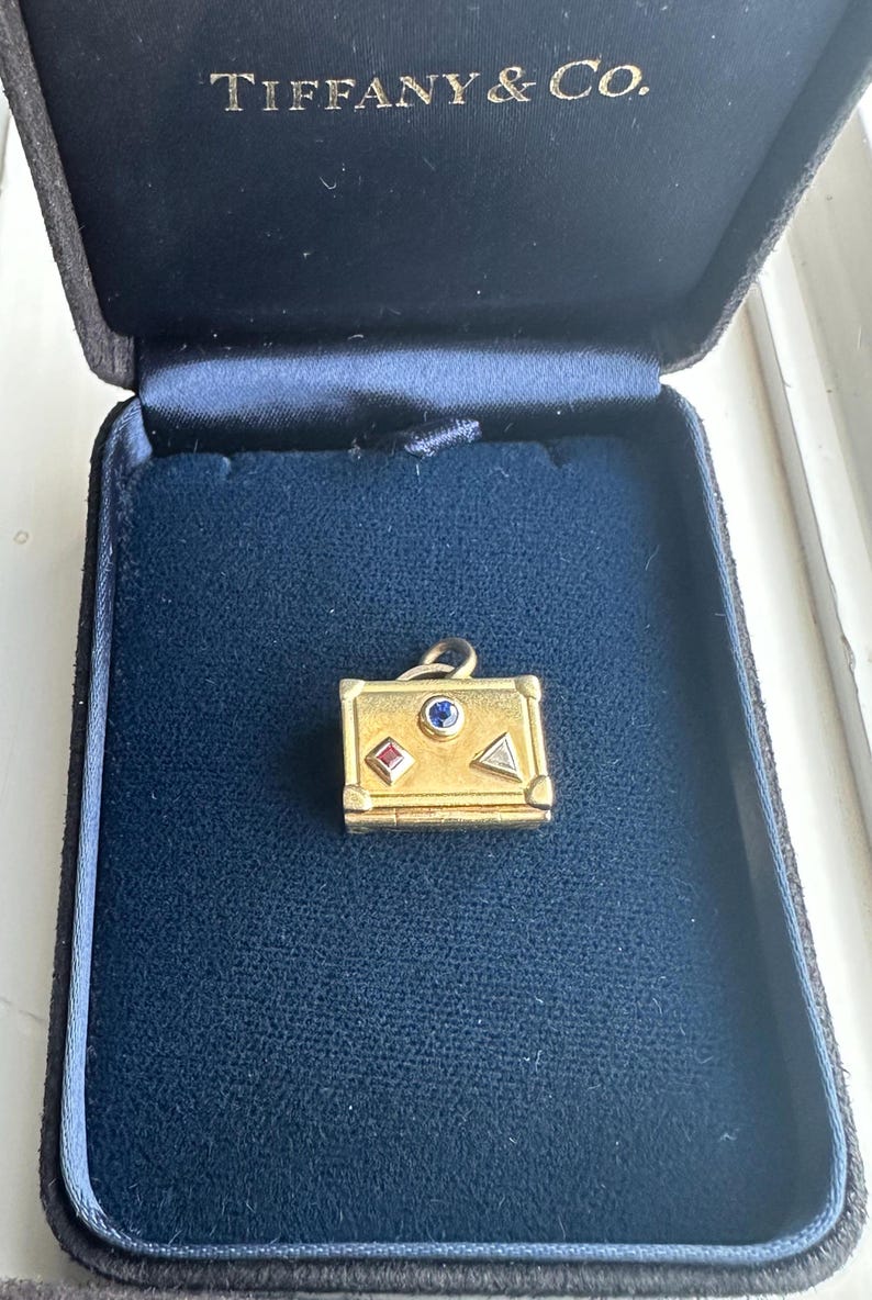Retired Vintage Tiffany & Co 18k Gold Ruby Sapphire Diamond Suitcase ...