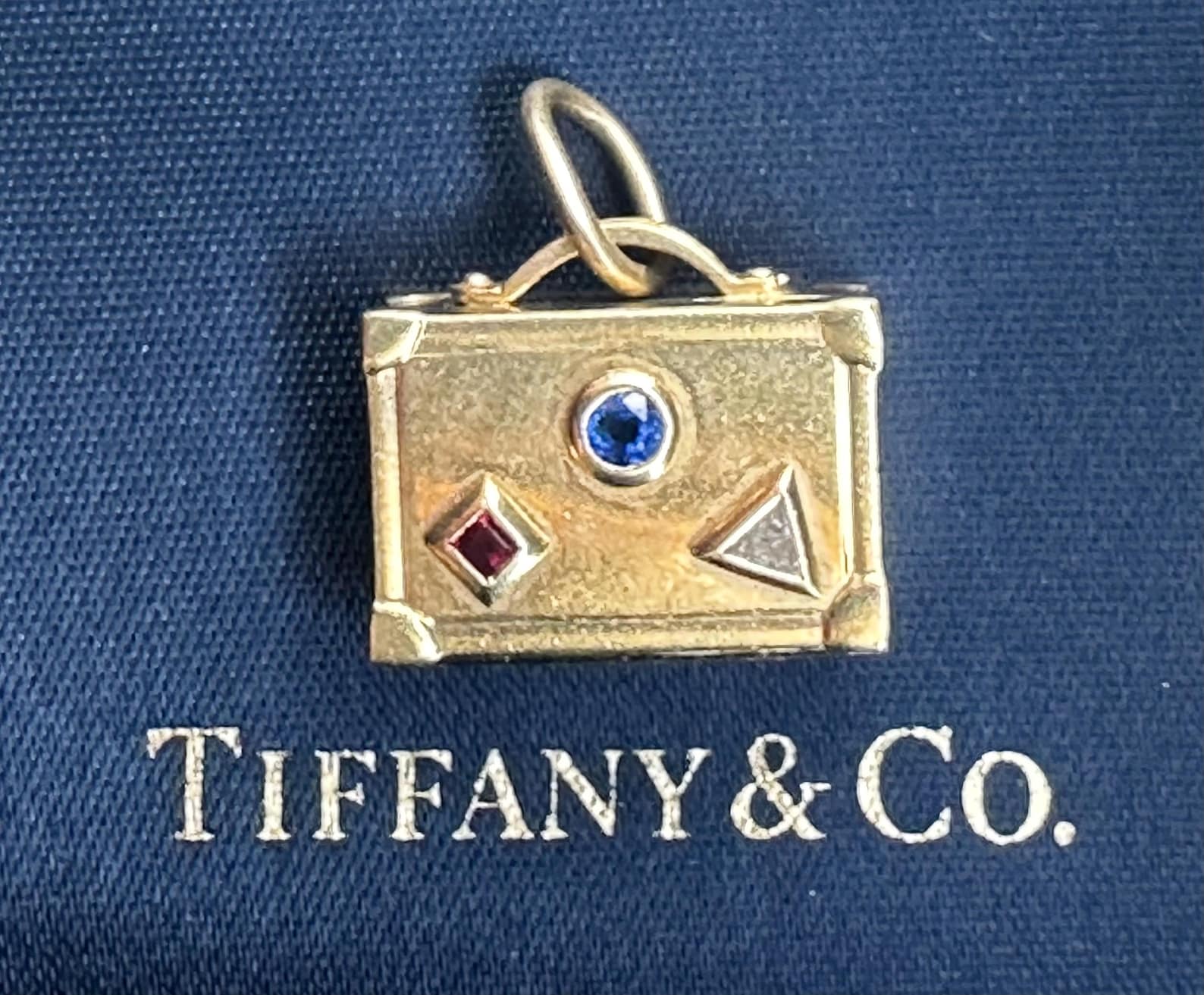 Retired Vintage Tiffany & Co 18k Gold Ruby Sapphire Diamond Suitcase ...