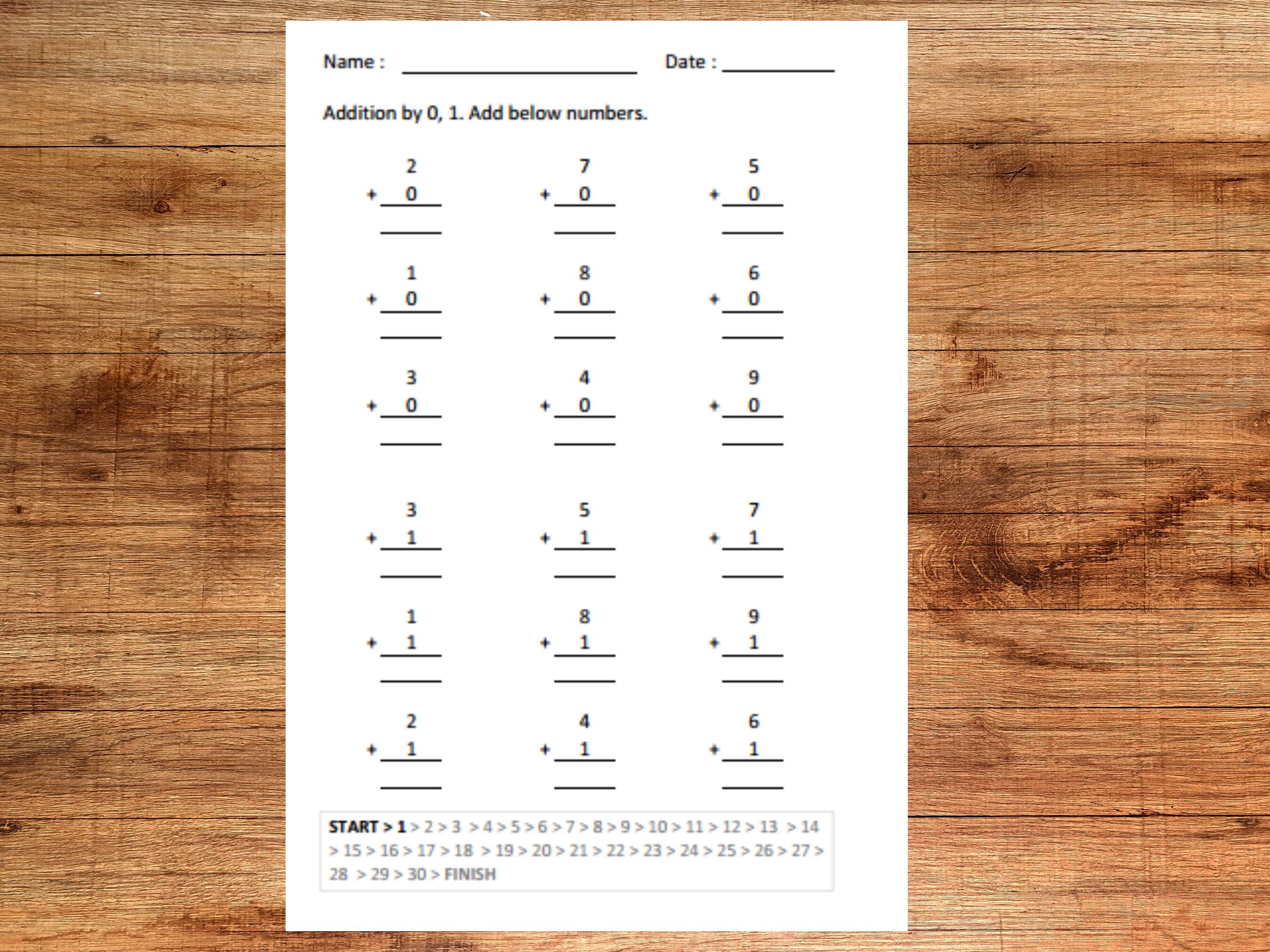 Addition Math Printable Worksheet With Single, Double and Triple Digit ...